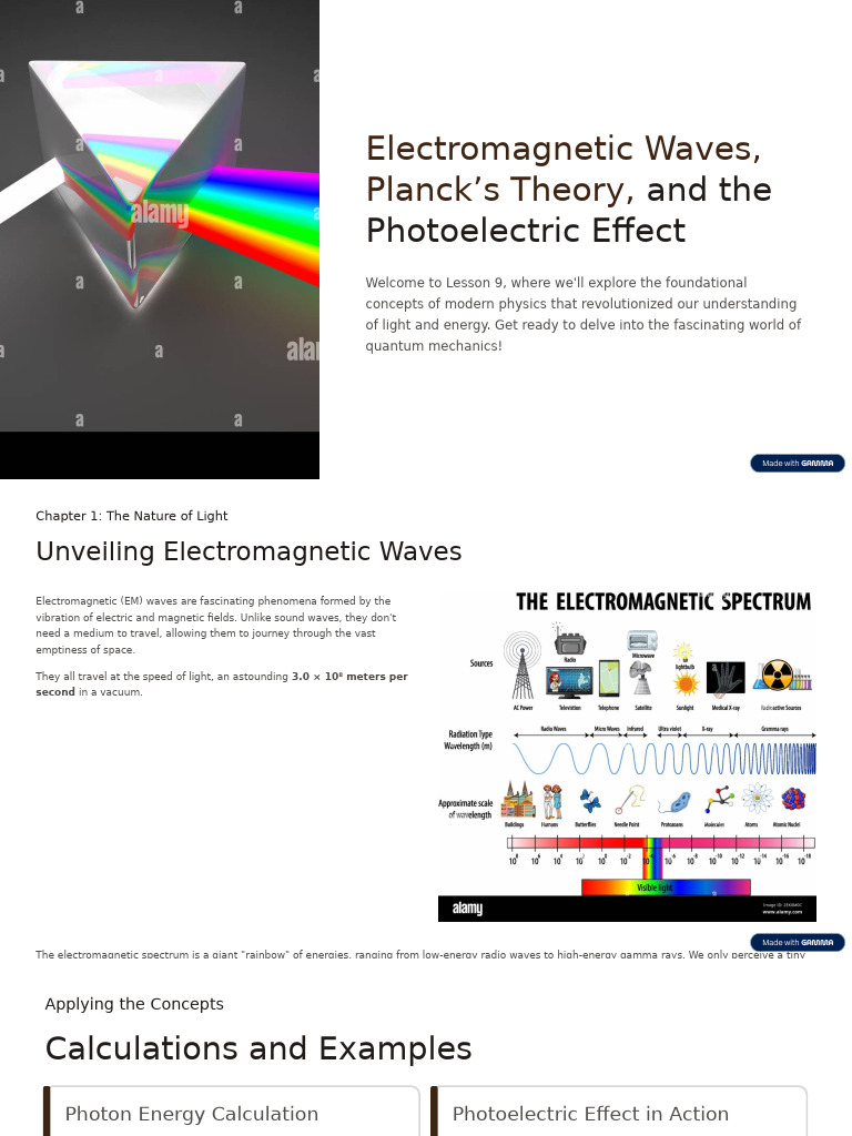 Electromagnetic Waves Plancks Theory and The Photoelectric Effect | PDF ...