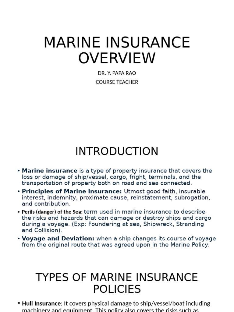 Marine Insurance: Types and Principles | PDF | Insurance | Private Law