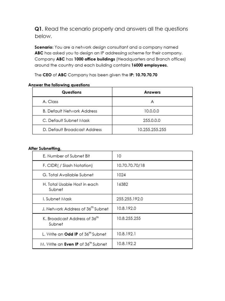 Ch4 Subnetting Skill Test | PDF