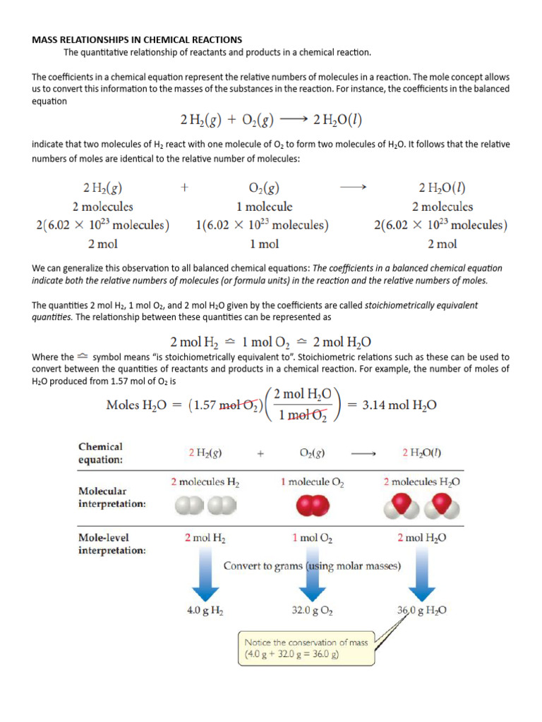Stoichiometry in Chemical Reactions | PDF