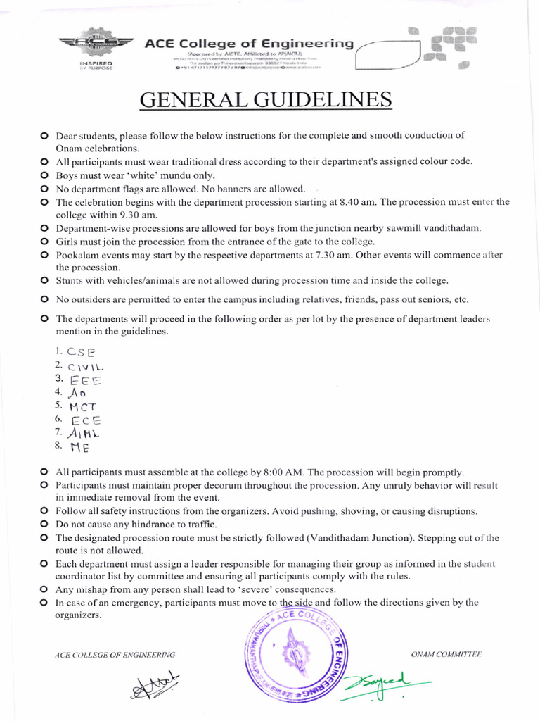 Onam Dress Code and Celebration Guidelines | PDF