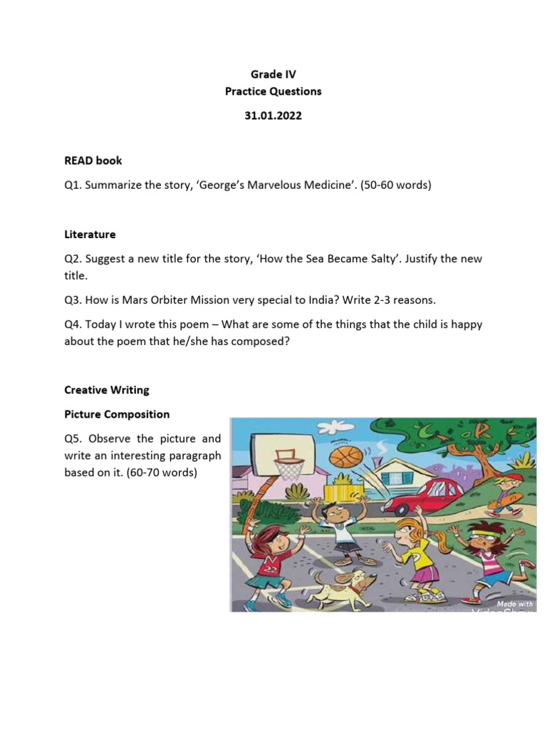 ENGLISH Grade IV Online Students Practice | PDF