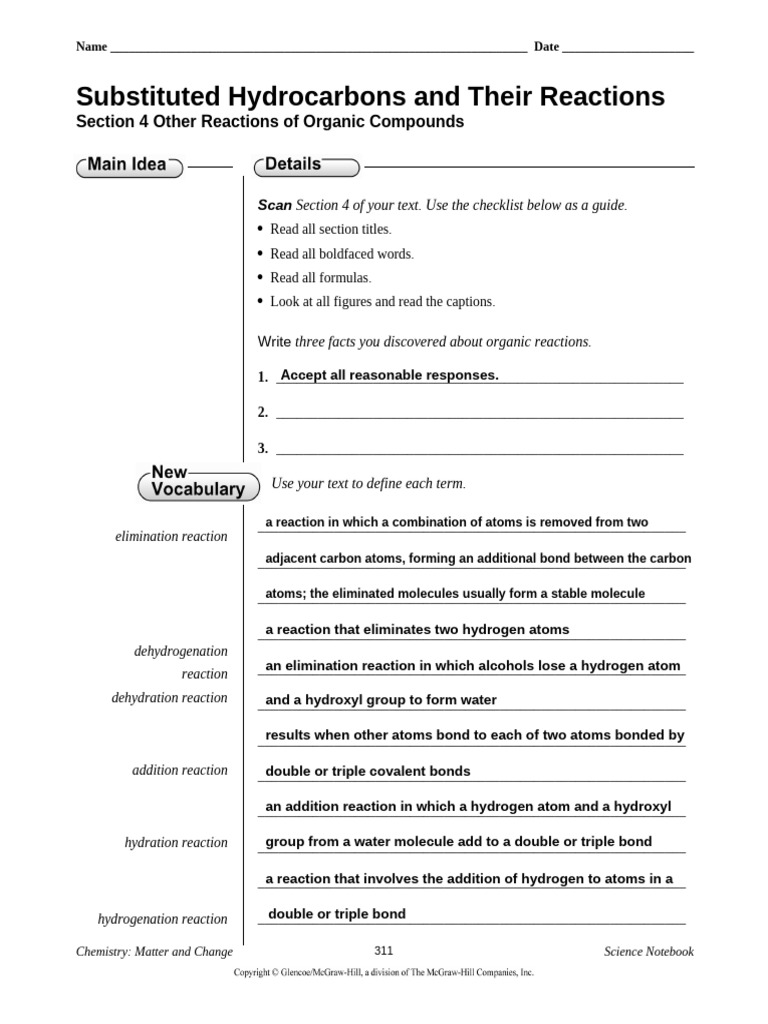 Science Notebook Substituted Hydrocarbons and Their Reactions Other ...