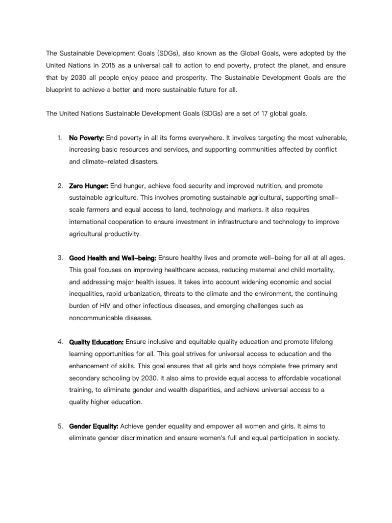 Overview of Sustainable Development Goals | PDF | Sustainability ...