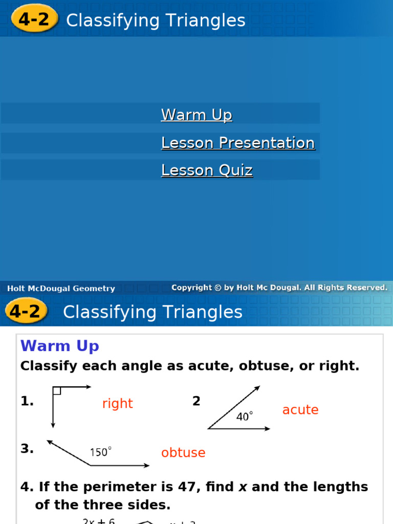 Lesson 7 Classifying Triangles | PDF | Triangle | Elementary Geometry