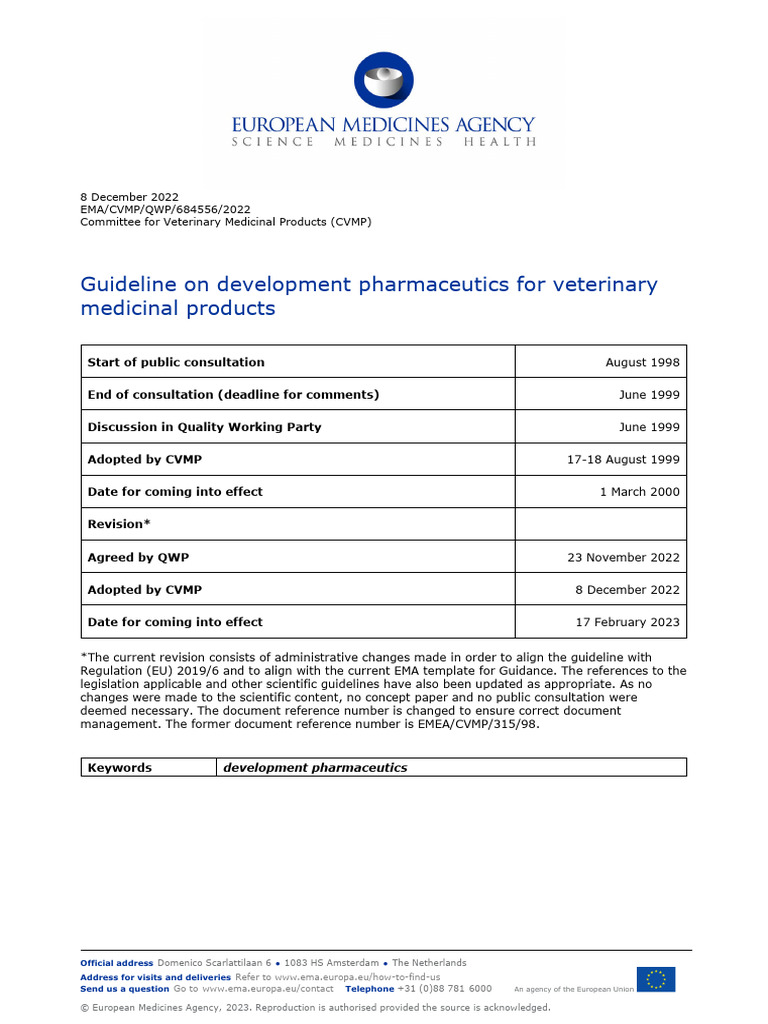 Veterinary Medicinal Products Guidelines | PDF | Pharmaceutical ...