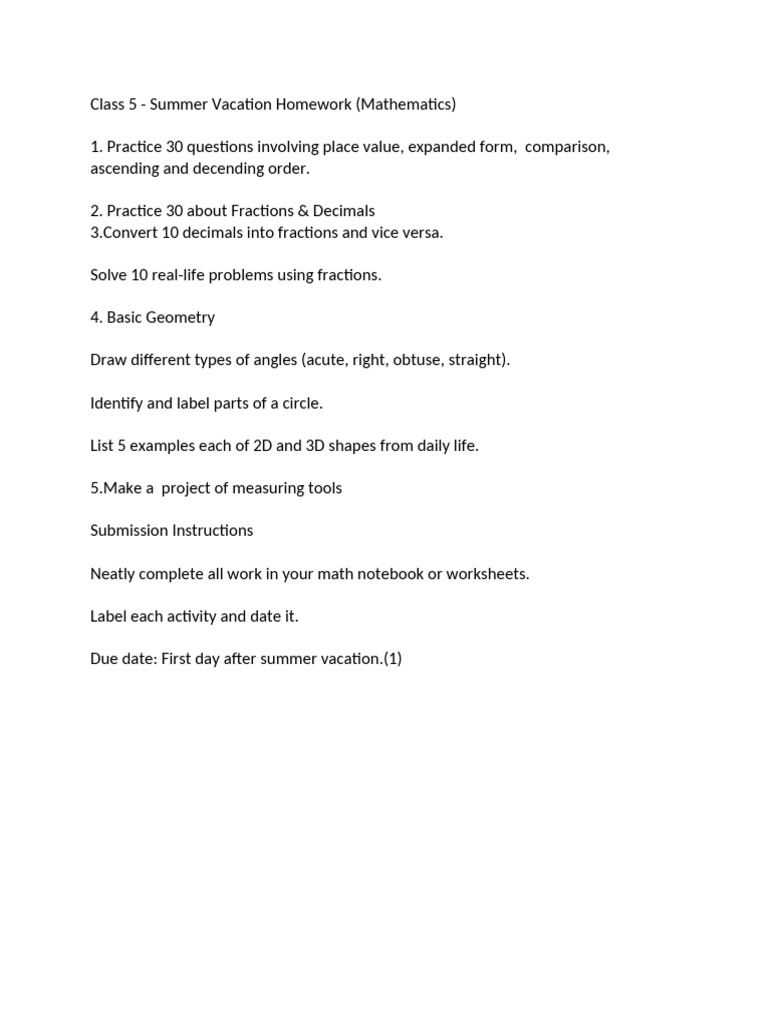 Class 5 Assignment.. | PDF