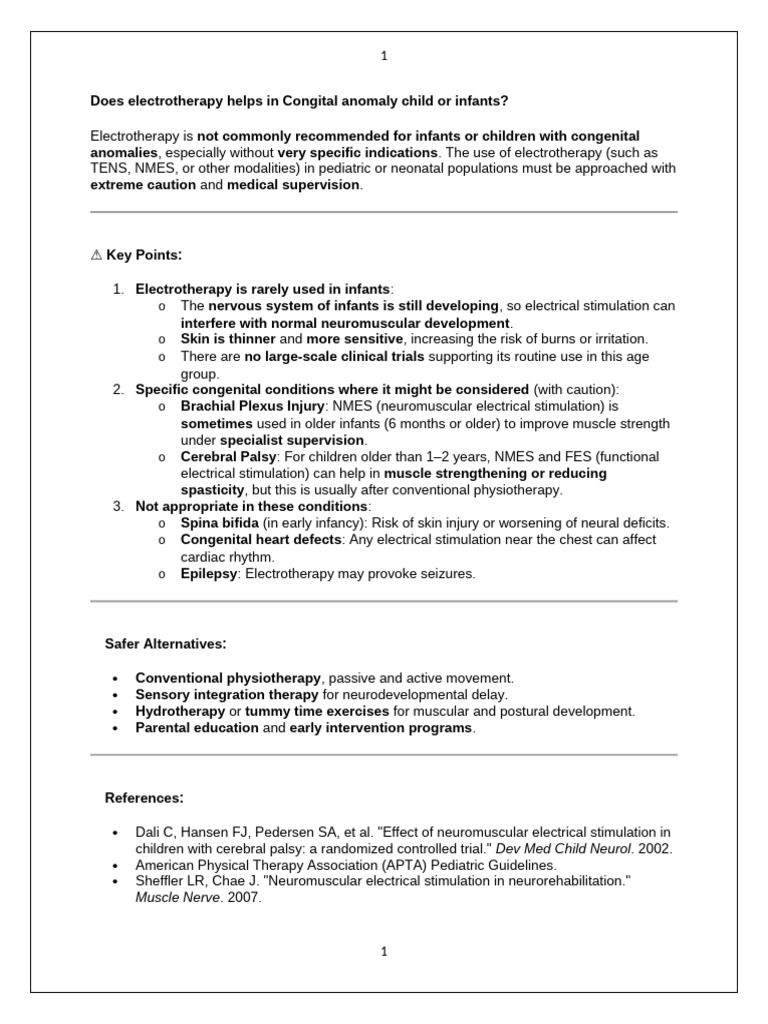 Does Electrotherapy Helps in Congital Anomaly Child or Infants | PDF ...