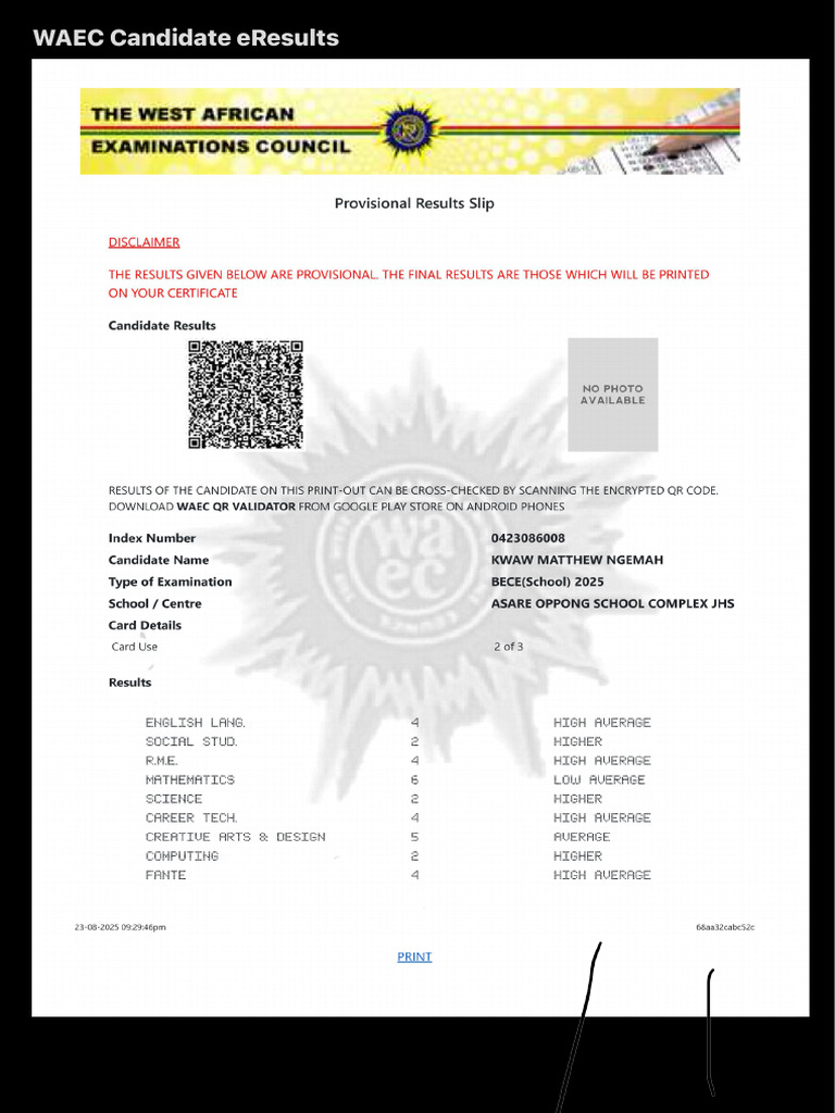 WAEC Candidate EResults | PDF
