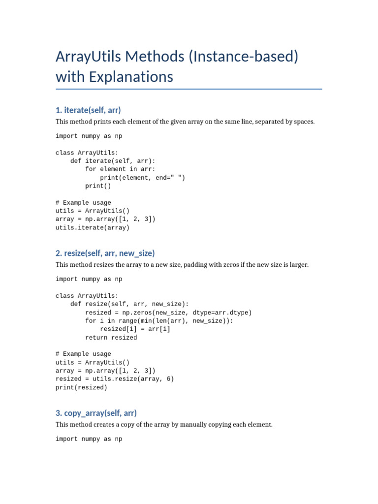LECTURE 1 ArrayUtils - Instance - Methods | PDF | Algorithms And Data Structures | Computer ...