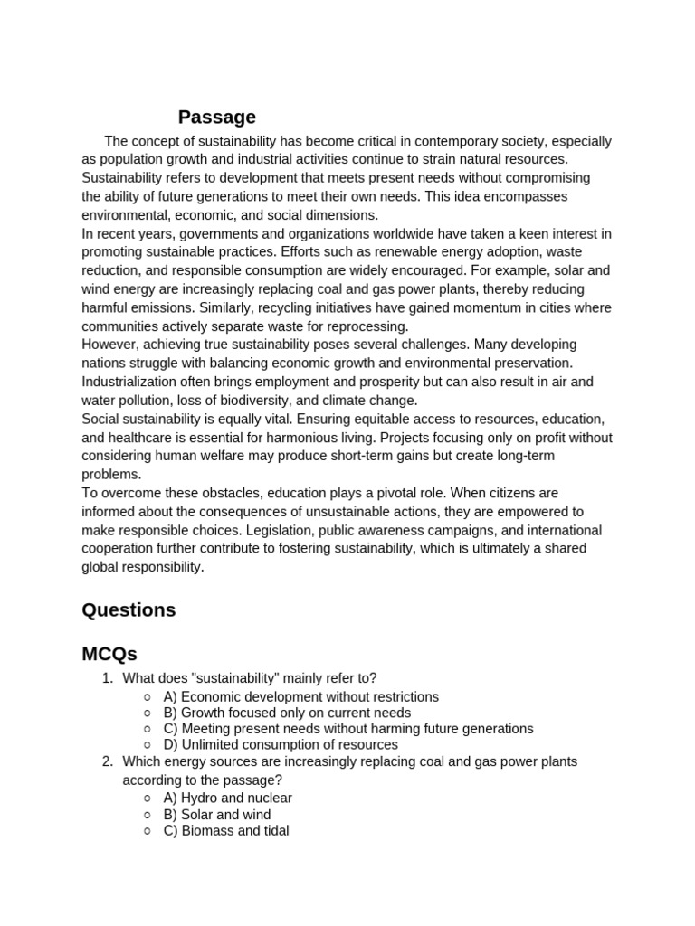 Understanding Sustainability Challenges | PDF | Sustainability | Nature