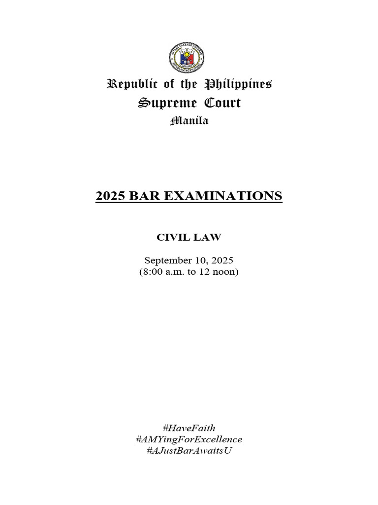 2025 Civil Law Bar Exam Questions | PDF | Mortgages | Foreclosure