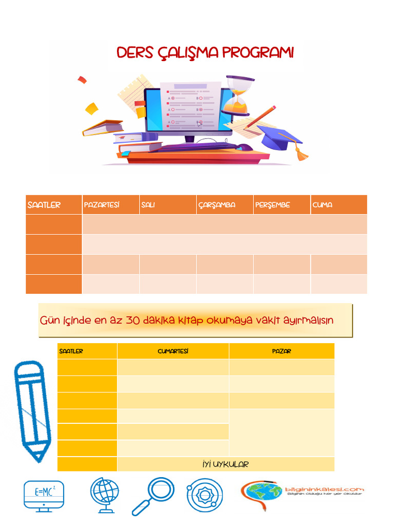 Ders Calisma Programi Bos | PDF