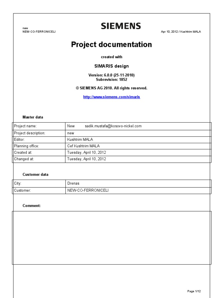 Project Documentation: SIMARIS Design | PDF | Electrical Wiring ...
