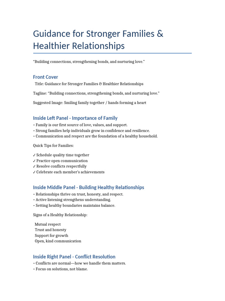 Family Relationship Brochure | PDF