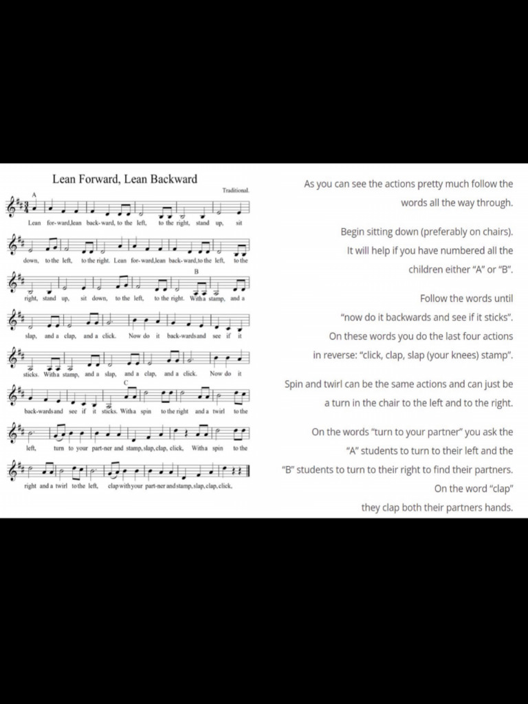 Lean Forwards Lean Backwards Warm Up | PDF