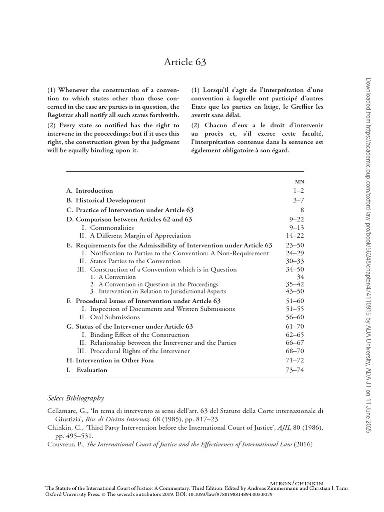 ICJ Statute, Commentary of Art. 63 | PDF | Judiciaries | International ...