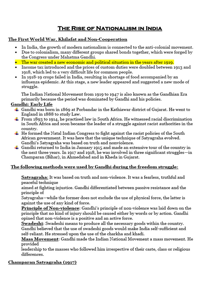 Nationalism and Gandhi's Role in India | PDF | Mahatma Gandhi | Indian ...