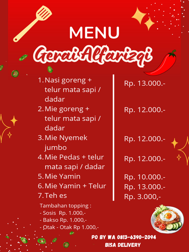 Menu Makanan Gerai Alfarizqi Terjangkau | PDF