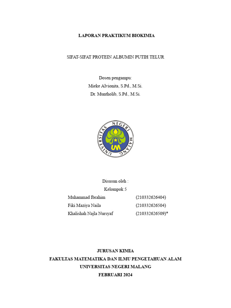 Sifat Protein Albumin Putih Telur | PDF