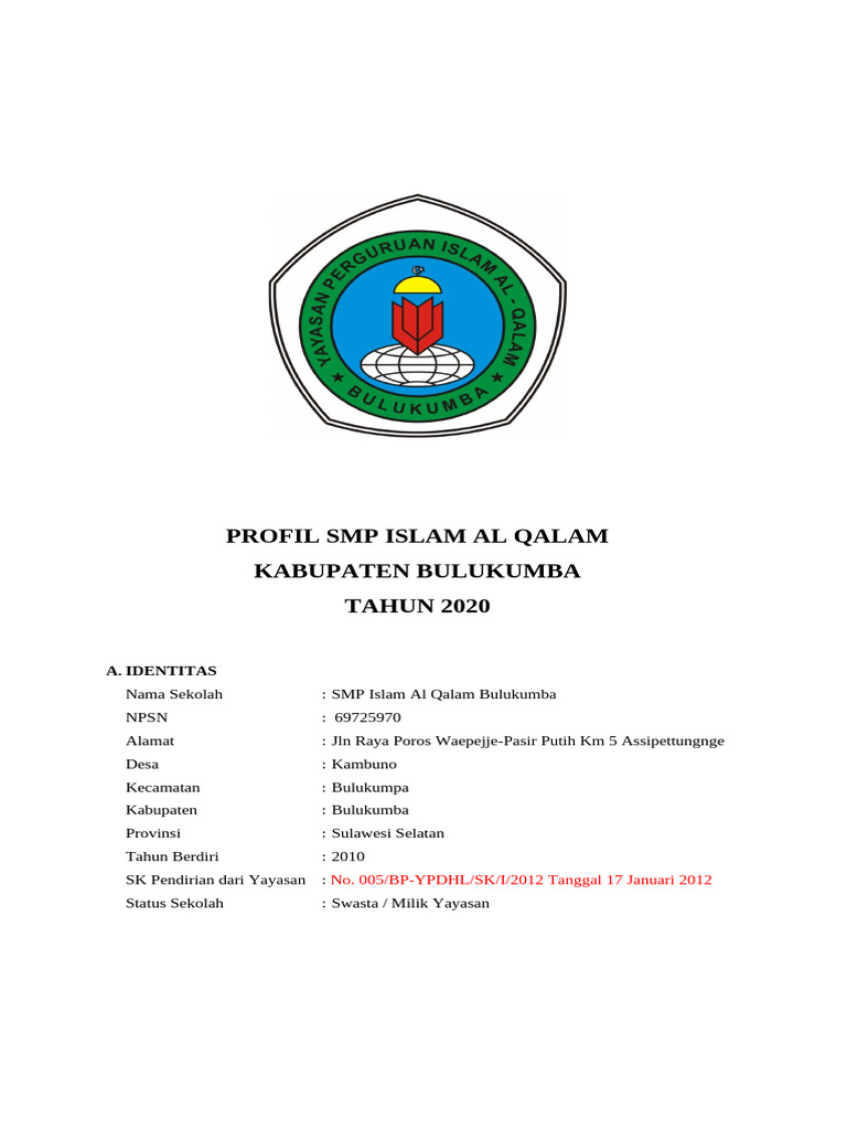 Profil SMP Islam Al Qalam Bulukumba | PDF
