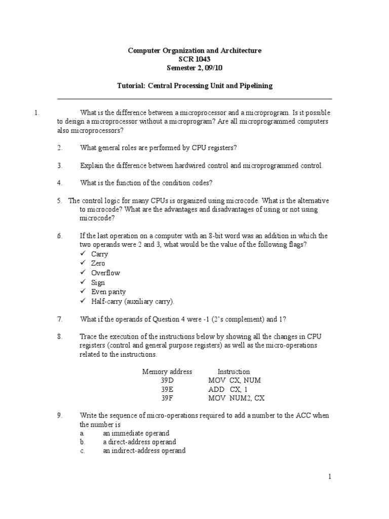 Tutorial Module 4 | PDF | Instruction Set | Central Processing Unit