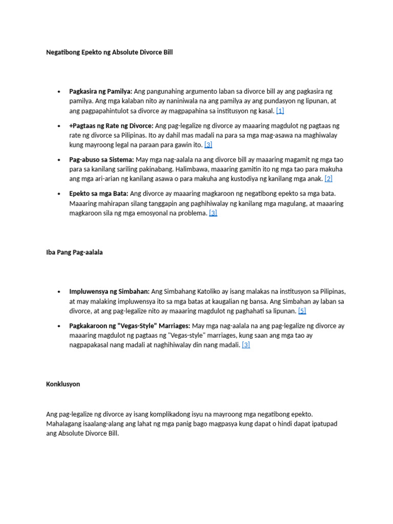 Negatibong Epekto NG Absolute Divorce Bill | PDF