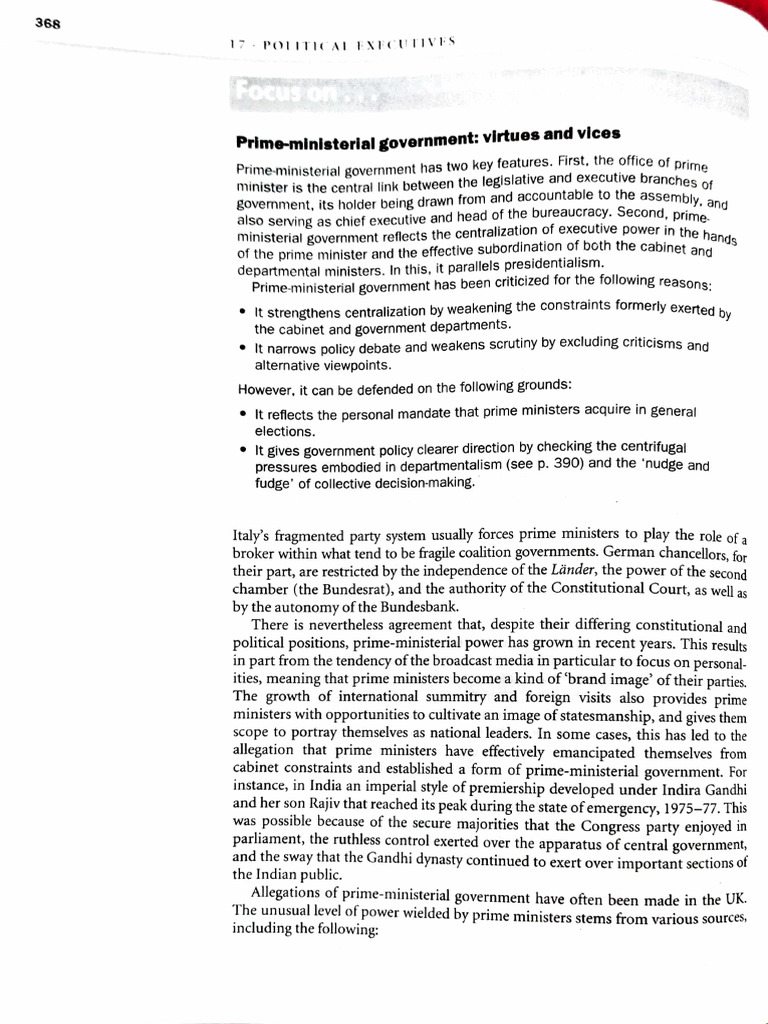 Prime-Ministerial Government: Power Dynamics | PDF | Bureaucracy ...