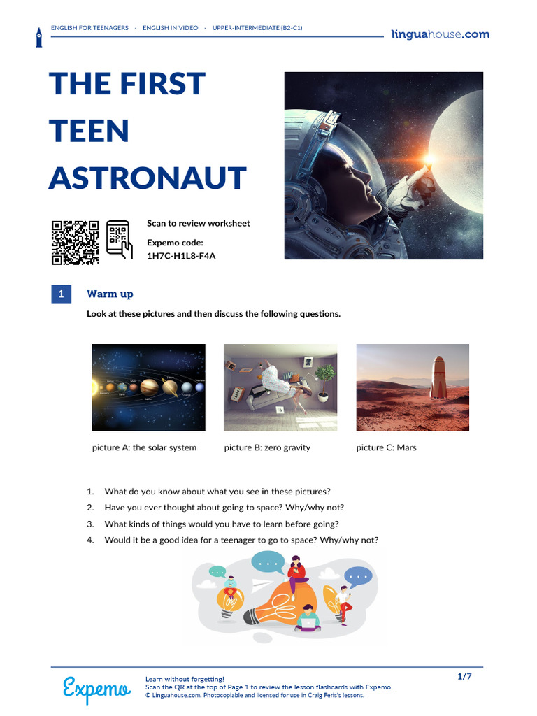 The First Teen Astronaut British English Student B2 C1 | PDF | English ...