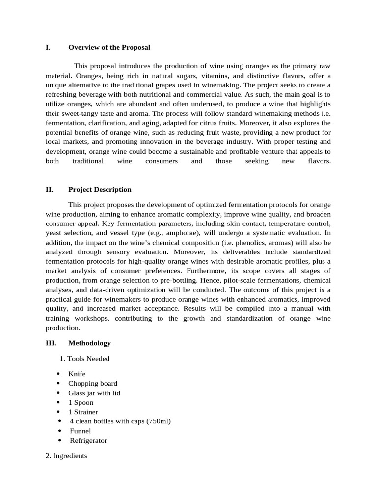 Wine Fermentation Proposal | PDF | Wine | Winemaking