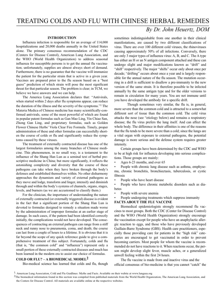 Treating Colds and Flu Rev | PDF | Influenza | Common Cold