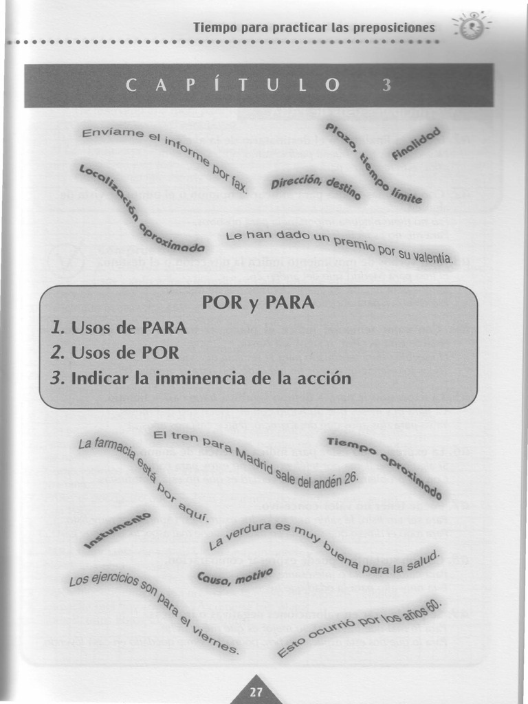 Usos de las preposiciones POR y PARA | PDF