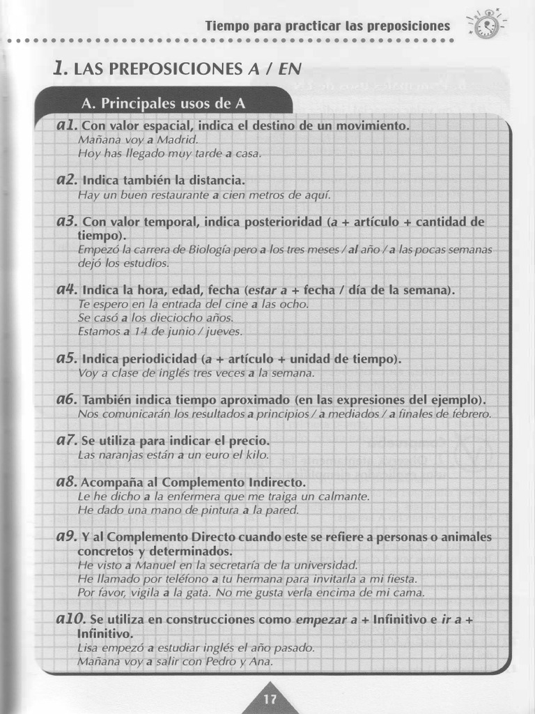 Usos de las Preposiciones A y EN | PDF