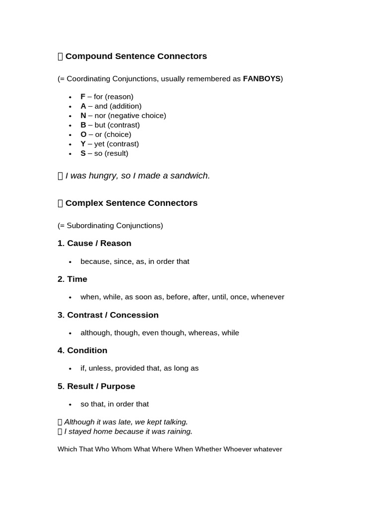 Understanding Sentence Connectors | PDF