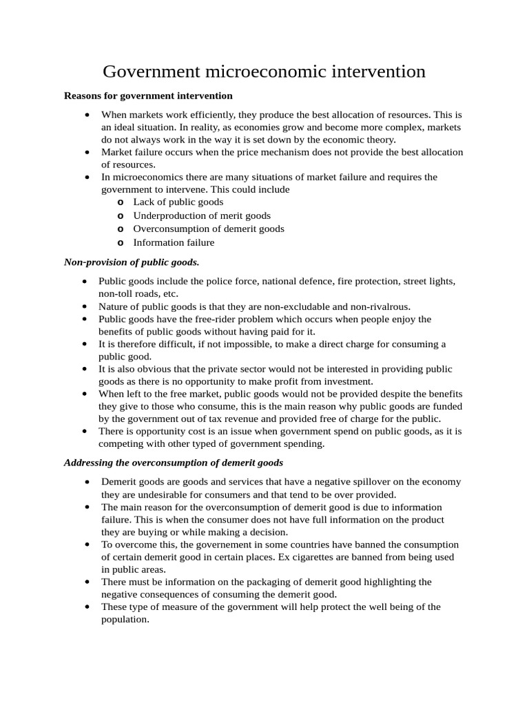 Eco - Government Microeconomic Intervention | PDF | Taxes | Prices
