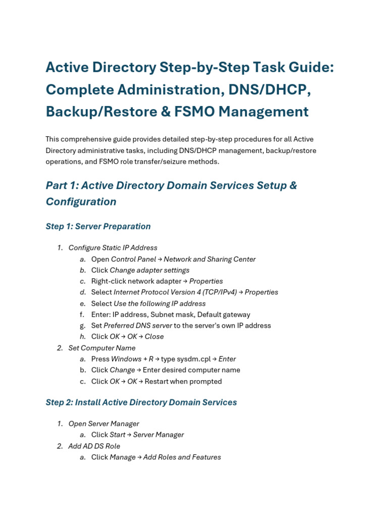 Active Directory CheatSheet | PDF | Group Policy | Ip Address