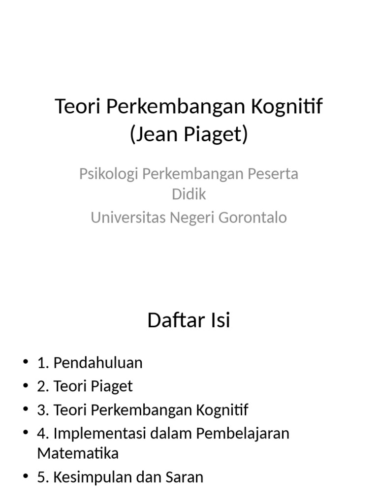 Teori Perkembangan Kognitif Piaget 2 | PDF