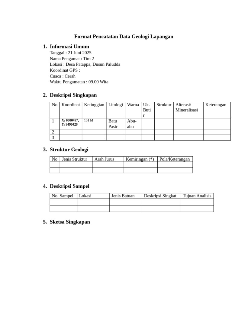 Pencatatan Data Geologi Lapangan | PDF