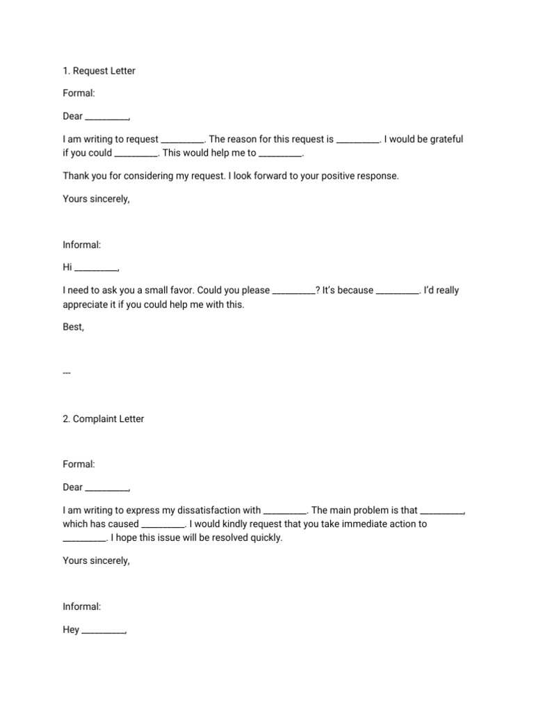 Essential Letter Templates for Various Situations | PDF