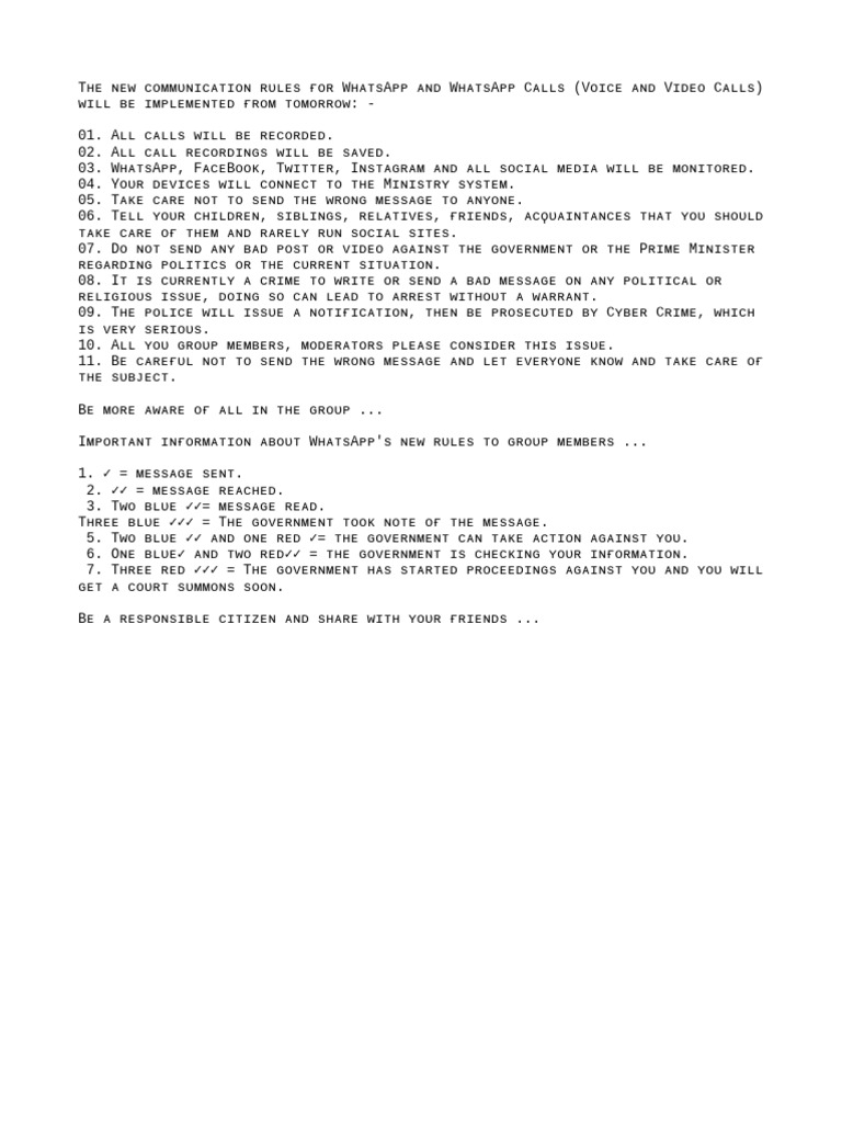 New WhatsApp Communication Rules | PDF