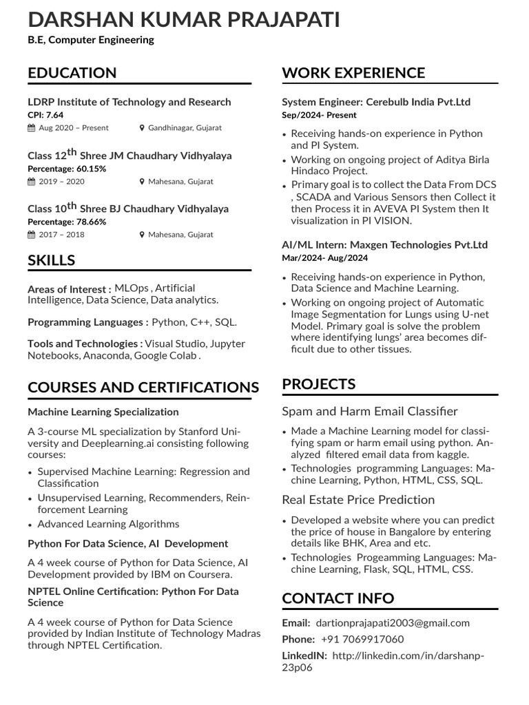 Darshankumar Prajapati Resume | PDF | Machine Learning | Artificial Intelligence