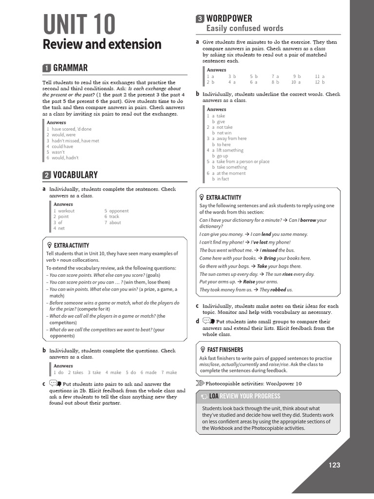 Unit 10 Answer Key and Activities | PDF | Grammar | Linguistics