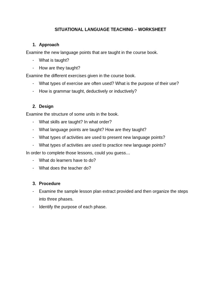 Situational Language Teaching Guide | PDF