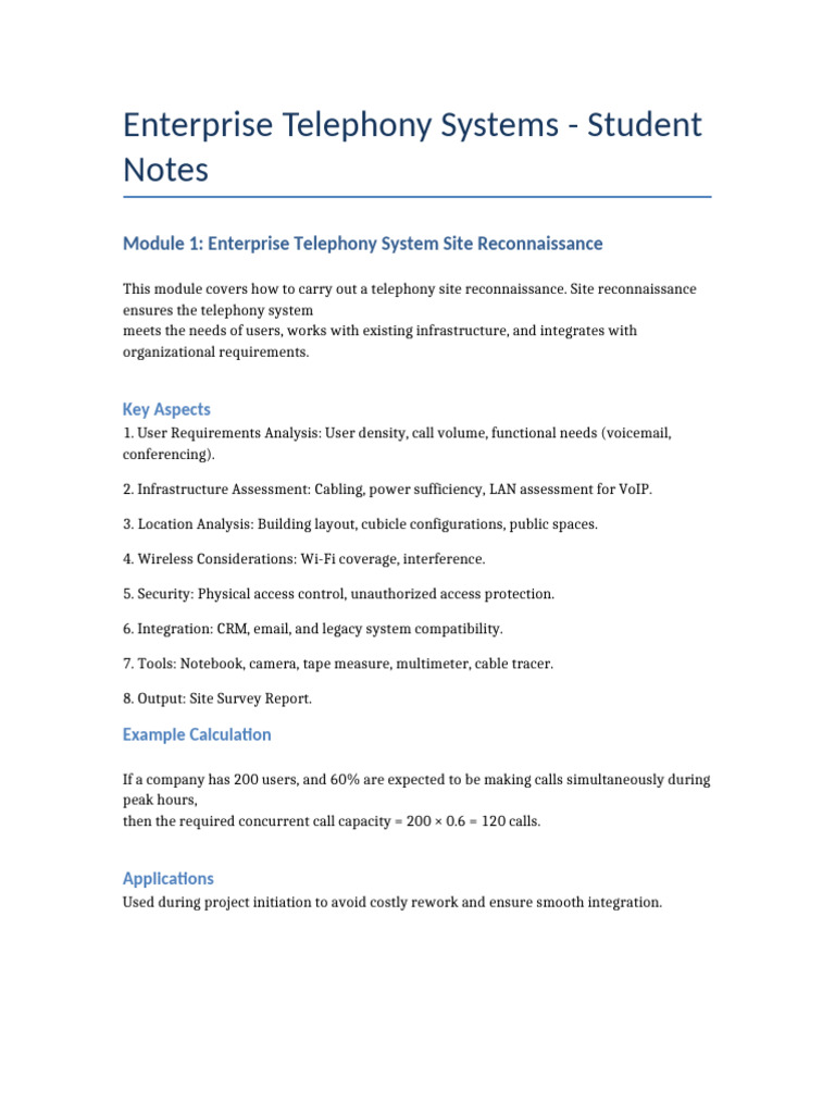 Enterprise Telephony System Overview | PDF | Voice Over Ip | Telephony