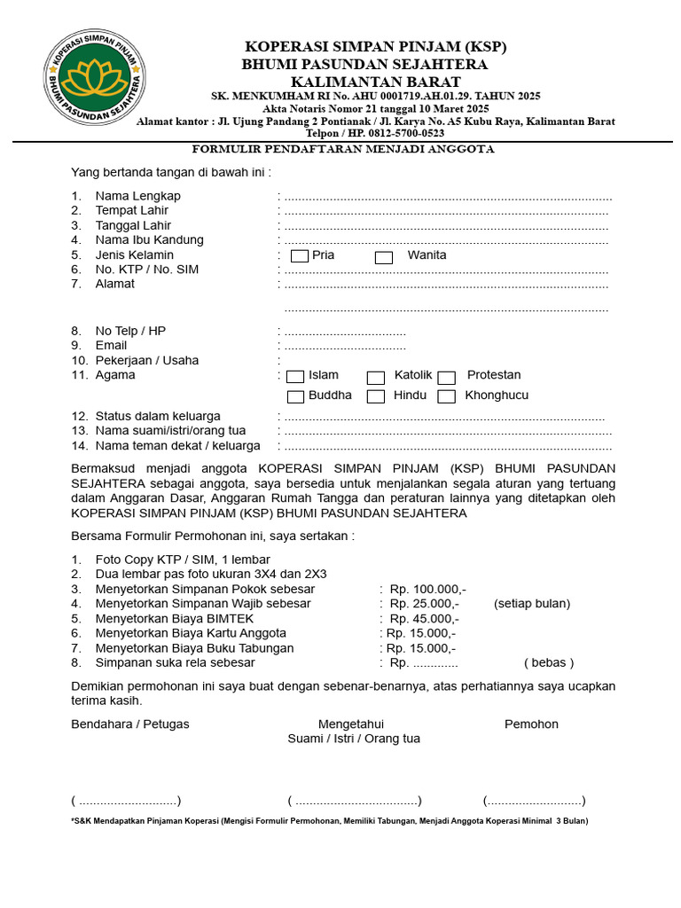 Formulir Anggota | PDF