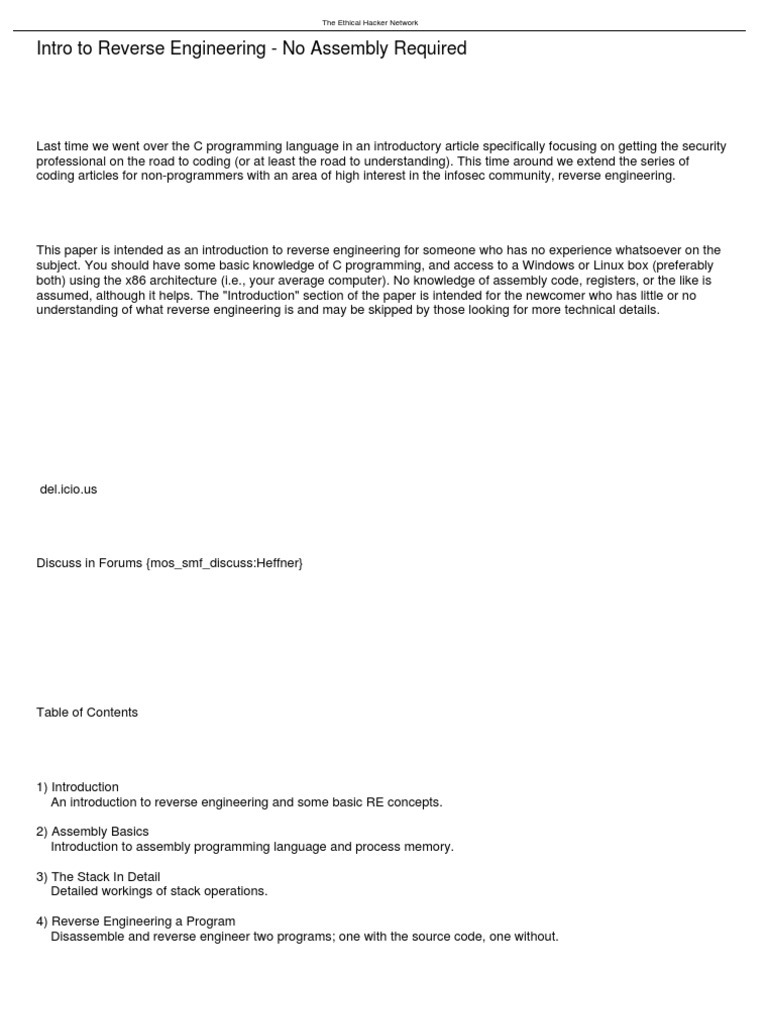 Intro To Reverse Engineering - No Assembly Required | PDF | Subroutine ...