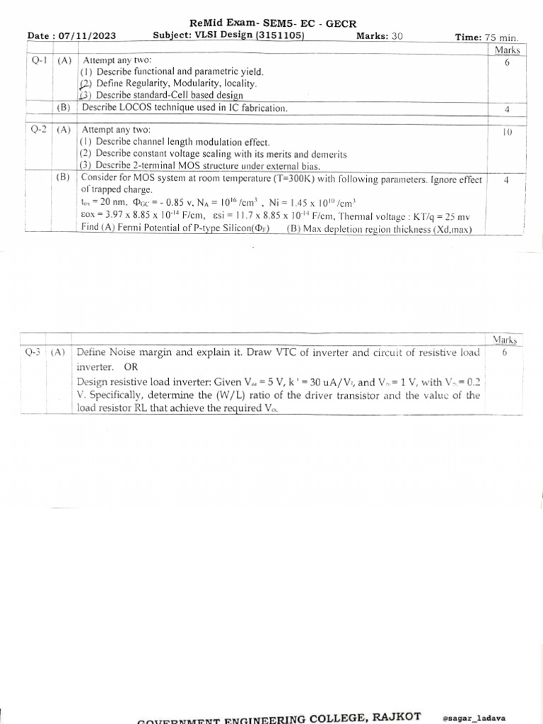 VSLI-2022-2023 Both Mid Remid - Merged | PDF