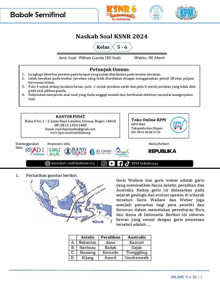 Soal Semifinal KSN R Kelas 5-6 SD | PDF