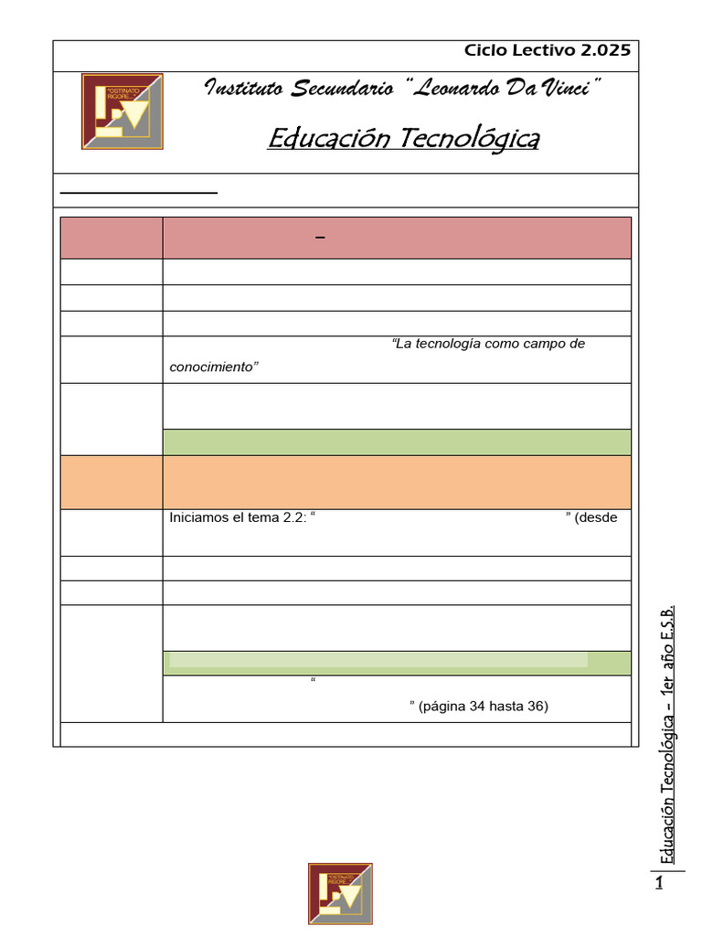 Cronograma 2025 de Agosto y Septiembre 1ero A - Educaci-N Tecnol-Gica | PDF