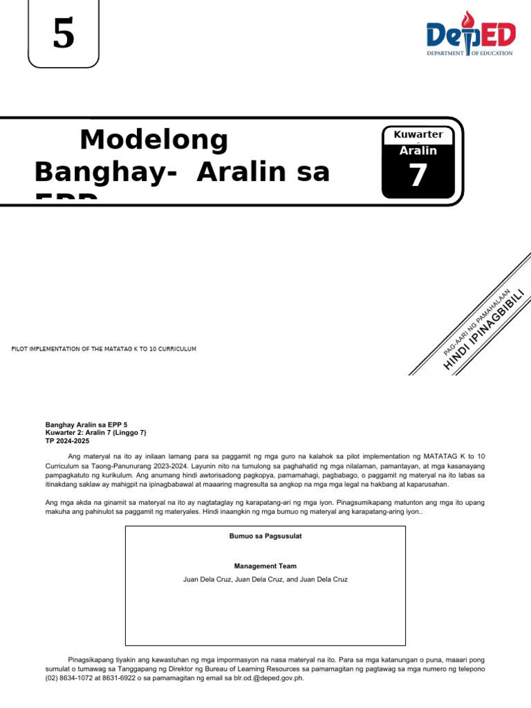 Revised Q2 LE EPP5 Aralin 7 Linggo 7 | PDF